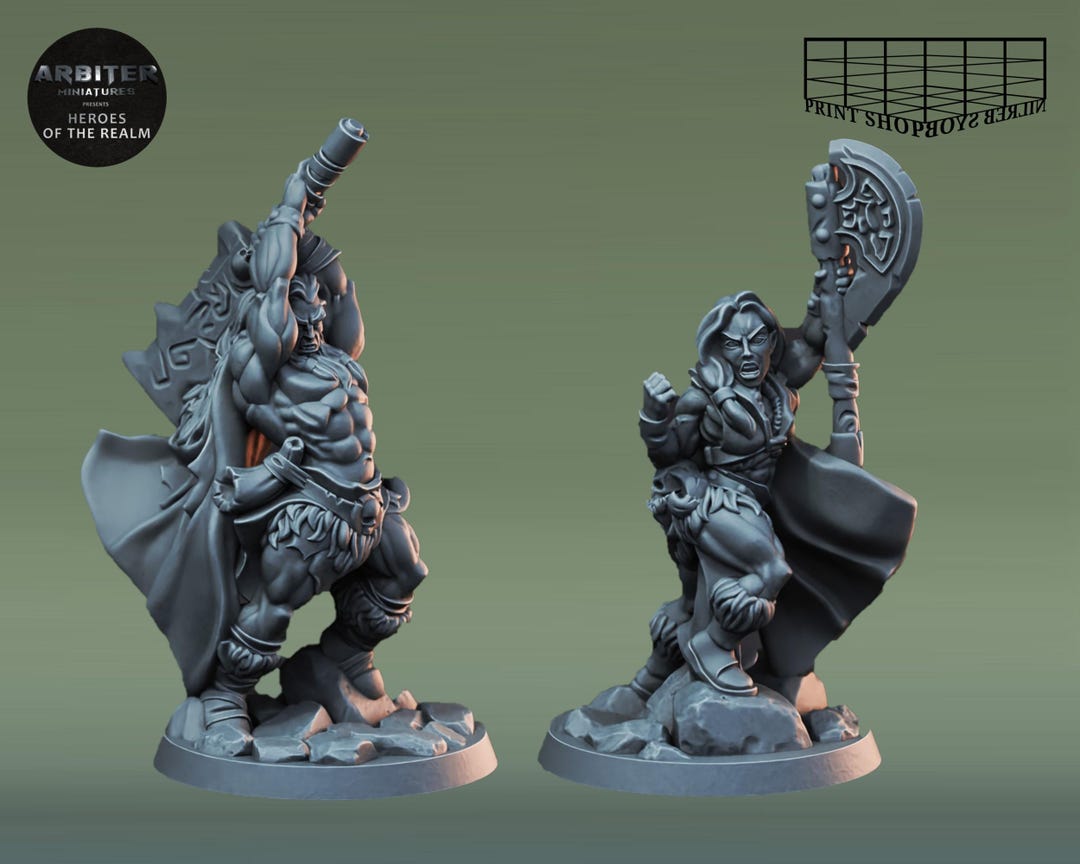 Berserker Miniature Set Raging Human Barbarians Figure Pack Heroic ...