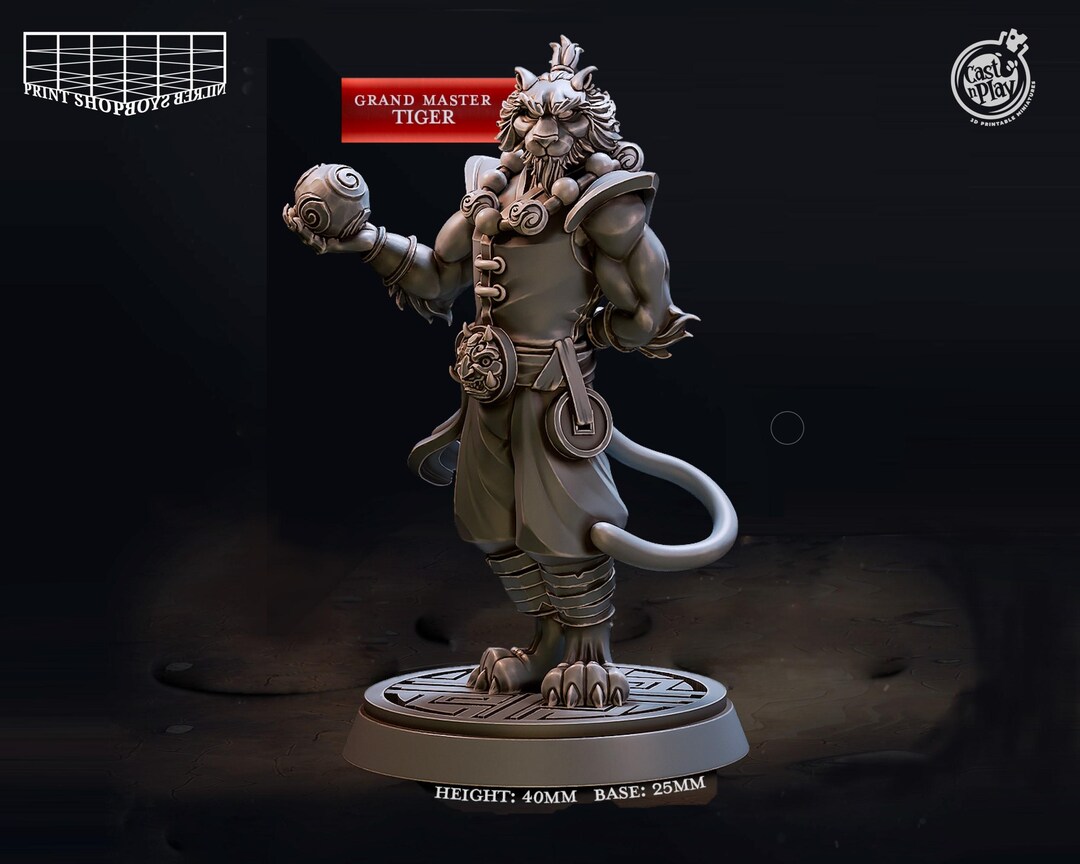 Tiger Monk Master Miniature Tigerfolk Great Master of Zen Figure Asian ...