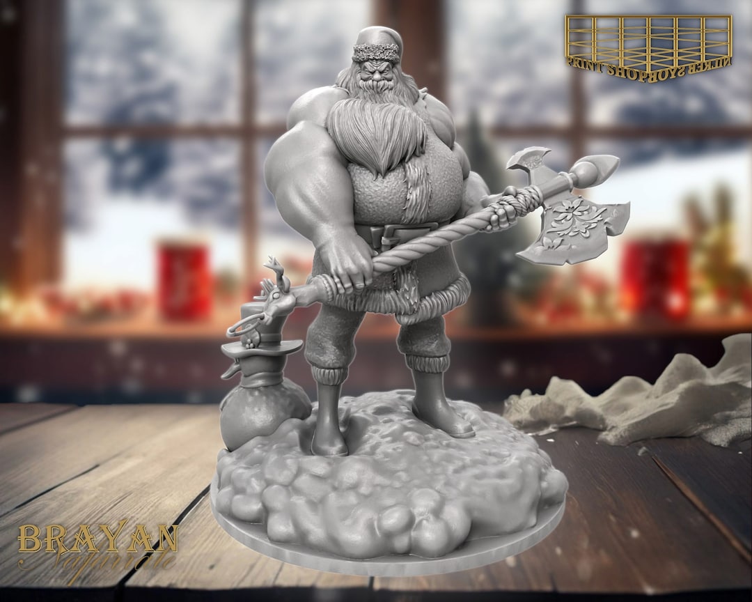 Santa Claus Fighter Miniature | XMAS Santa Claus Barbarian | for D&D 5e ...