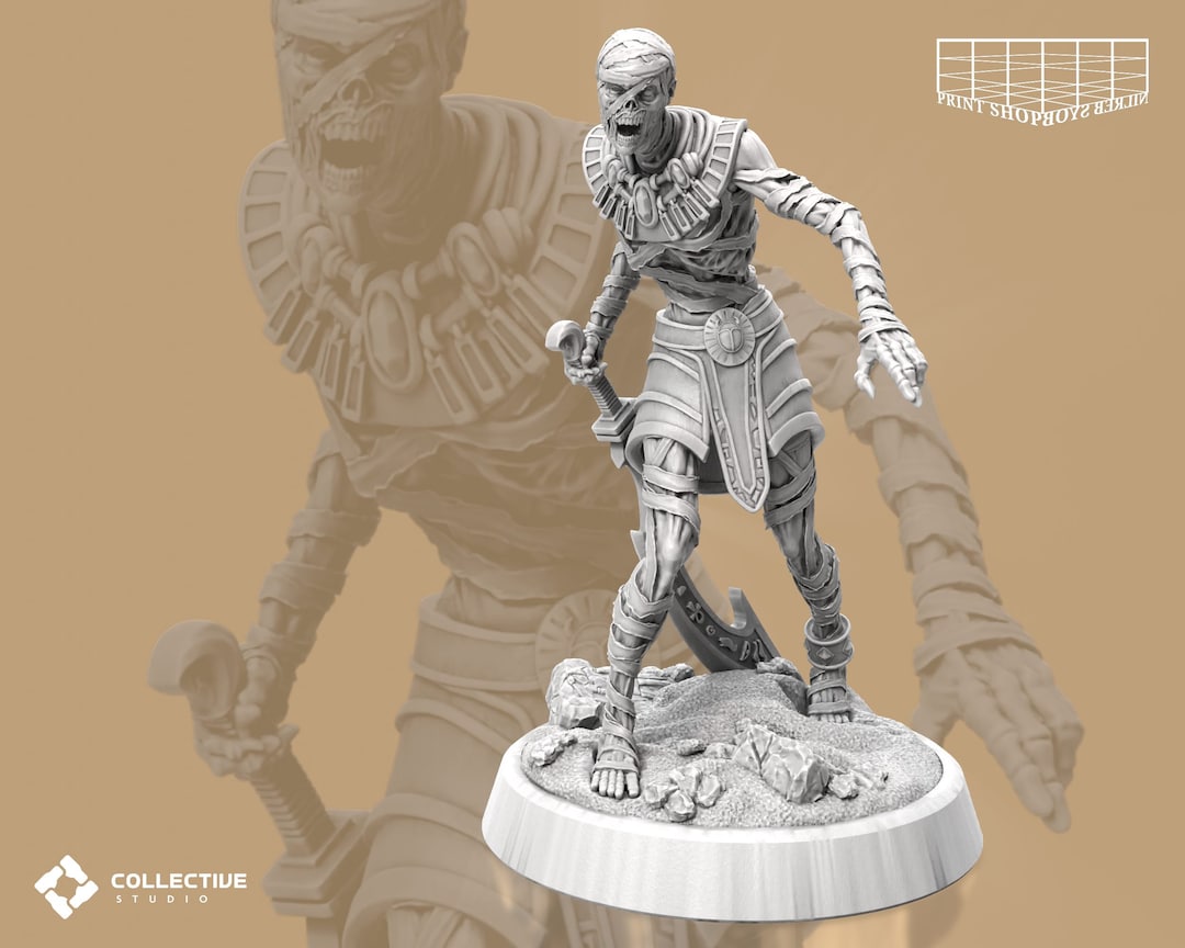 Mummy Swordsman Miniature Warrior Mummy Figure Monster Desert Encounter ...