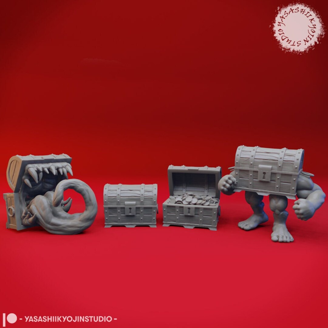 Mimic Treasure Chest Set Mimic Treasure Chest Set Miniature Etsy