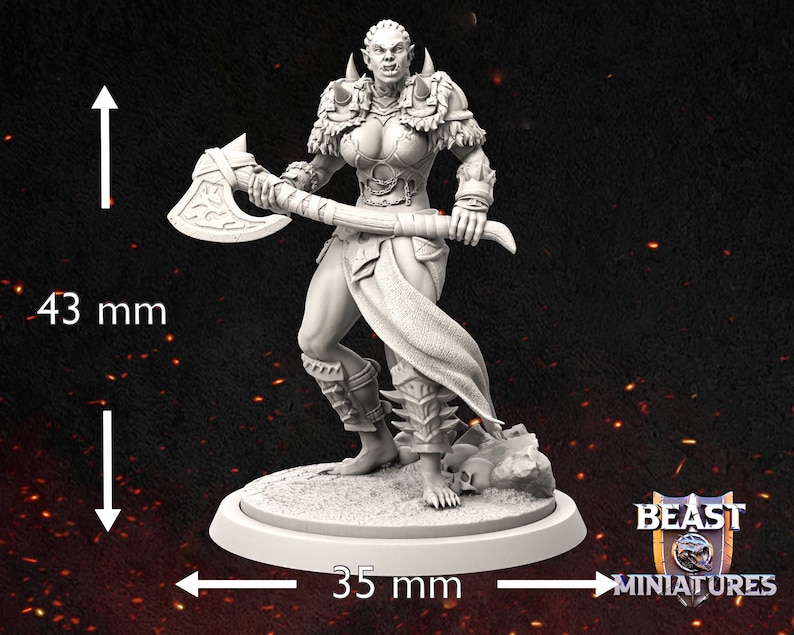 Ork Kriegerin Miniatur Female Orc Javelin Thrower Miniature - Etsy