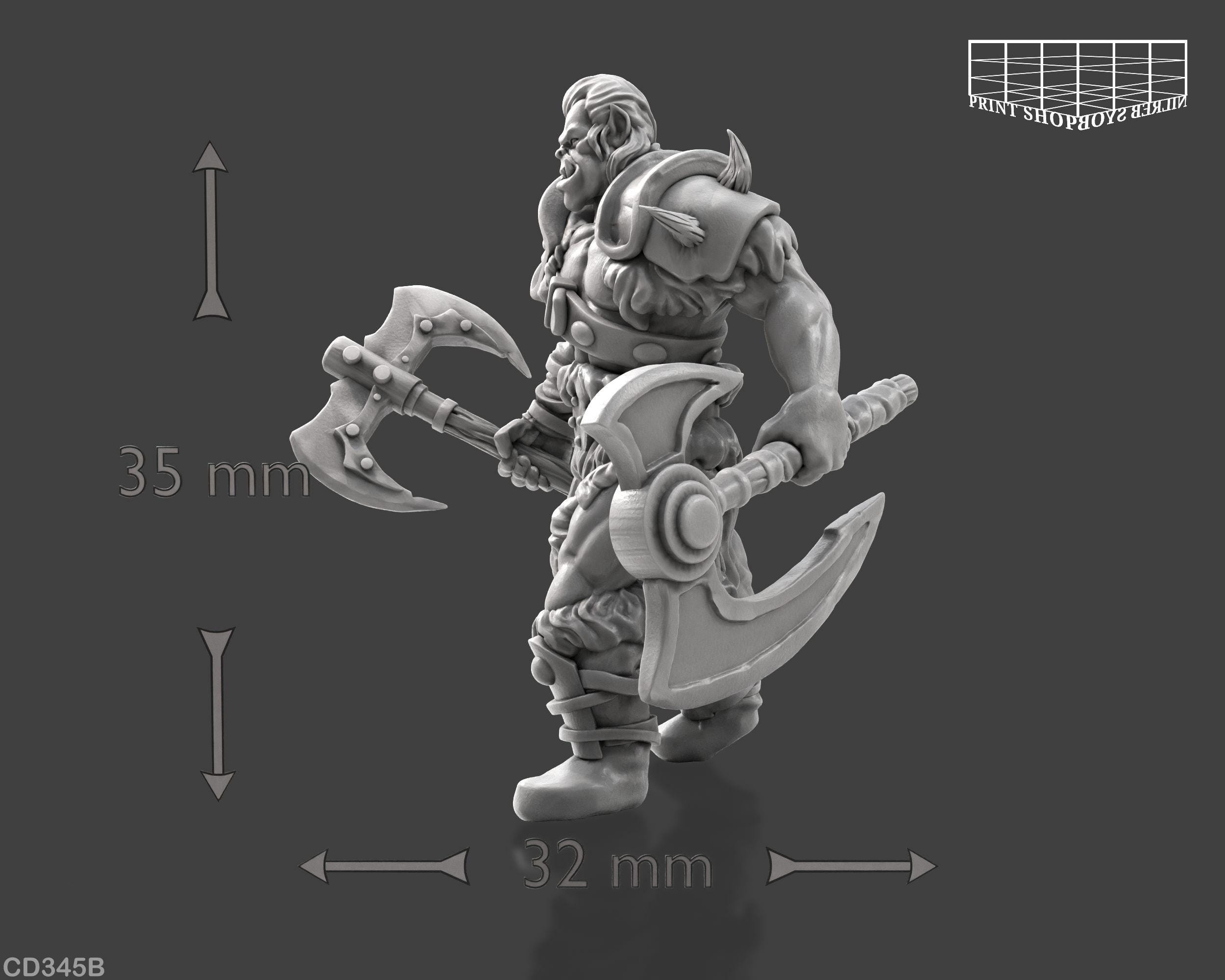 Half Orc Barbarian Miniature Set | Orc Warband Miniature Pack | Iconic ...