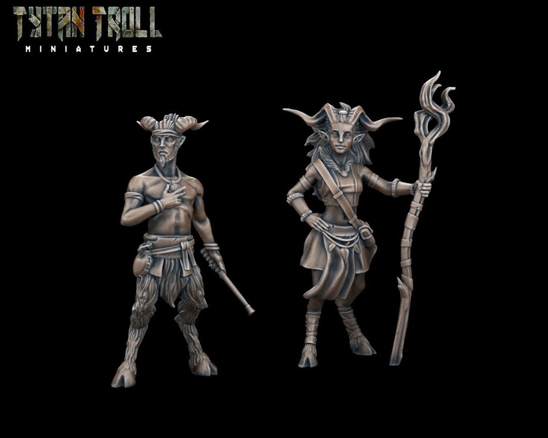 Faun Wizard Miniature Set Satyr Wizard Figure Pack for D&D 5e ...