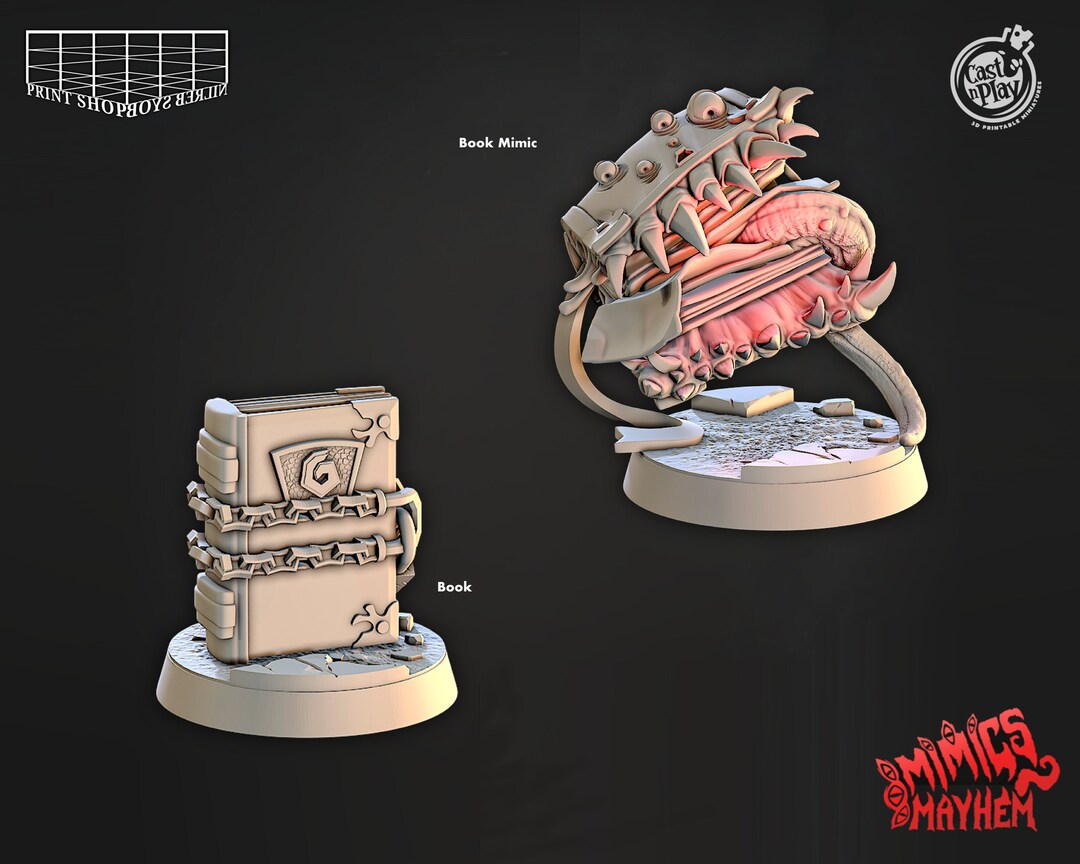 Spellbook Mimic Miniature Set Tome Mimic Figure Tabletop Terrain ...