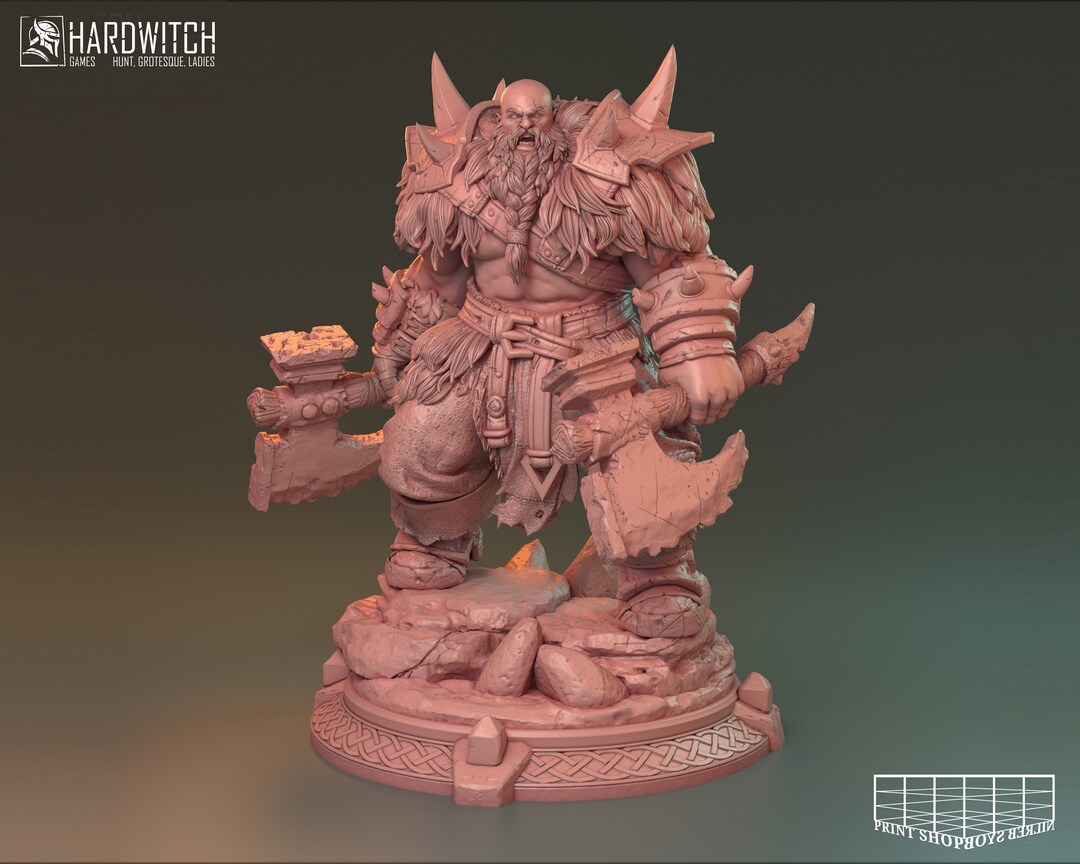 Barbarian in a Rage Miniature Two Axes Barbarian Raging Figure for D&D ...