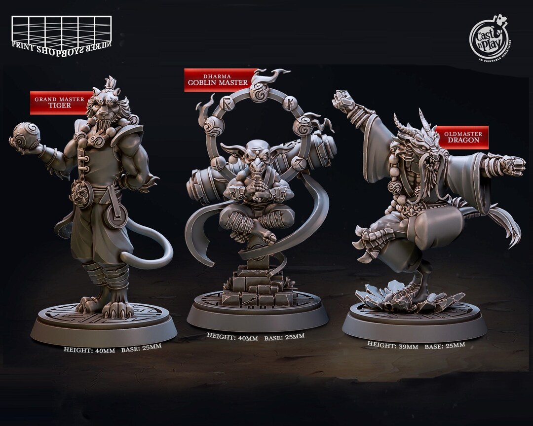 Monk Sensei Miniature Set | Zen Master Monks Figure Pack | Heroic ...