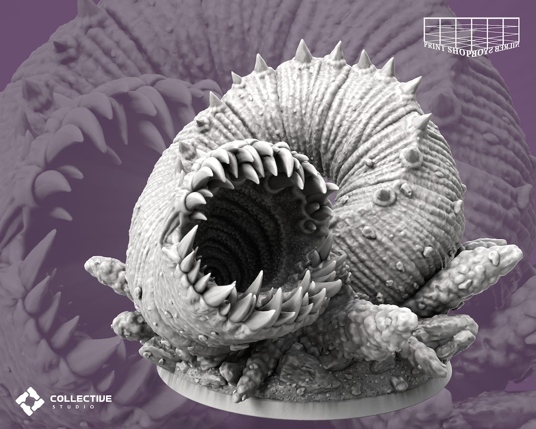 Attacking Crimson Worm Miniature Sand Worm Figure Iconic Monsters ...