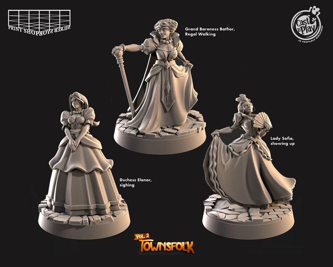 Noble Ladies in Waiting of the King Miniature Set | Human Noble Woman ...