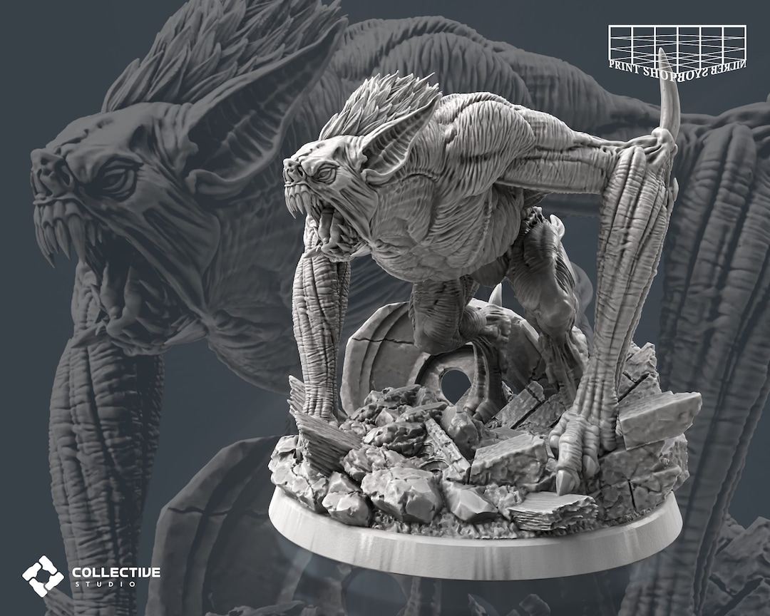 Dire Bat Miniature | Iconic Monster | for D&D 5e, Pathfinder and Other ...