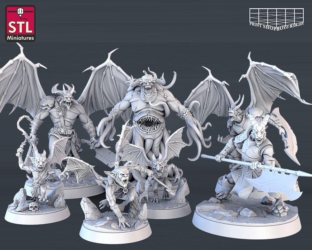 Demon Army Miniature Set | Evil Demons With Imps Figure Pack | Abyss ...