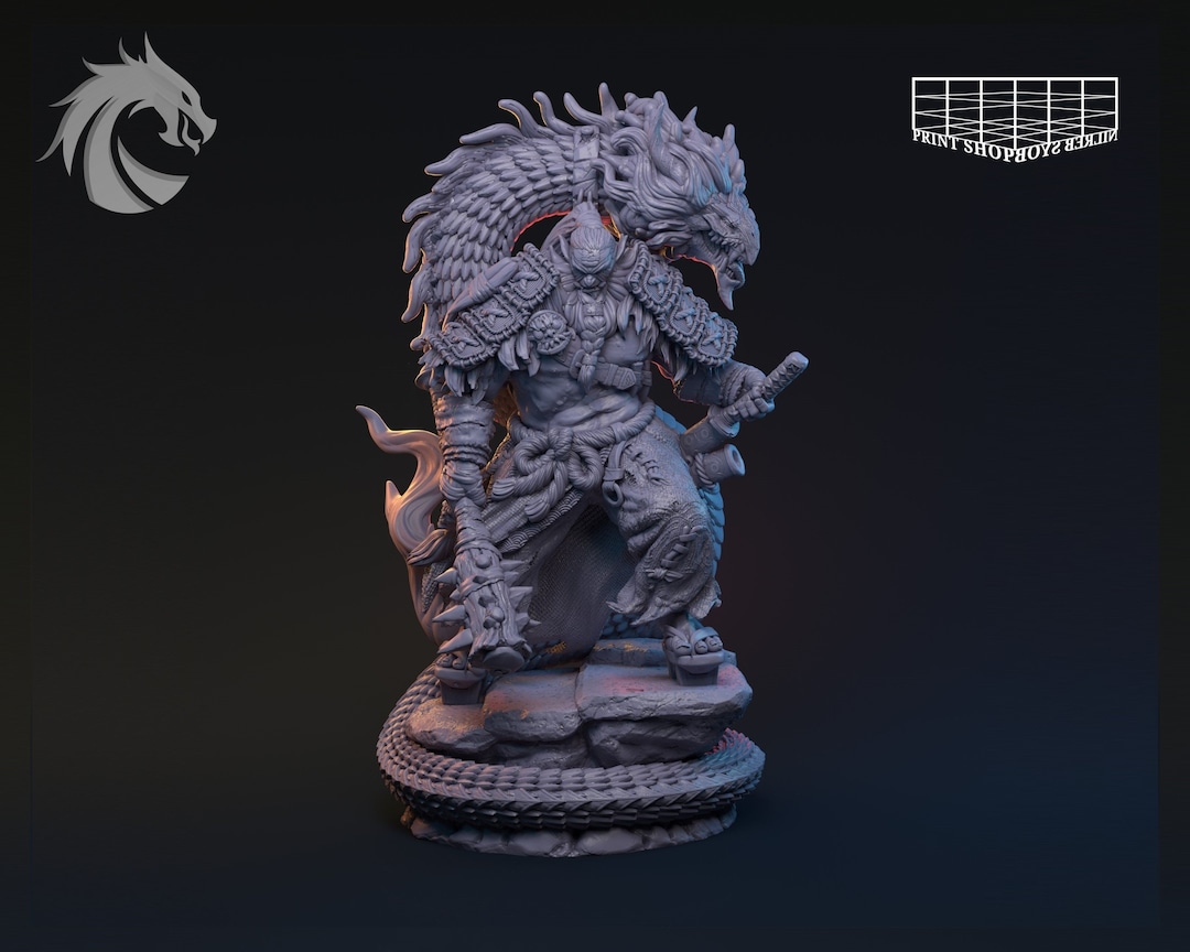 Oni Lord With Dragon Miniature | Lord of the Harun Fighter Miniature ...