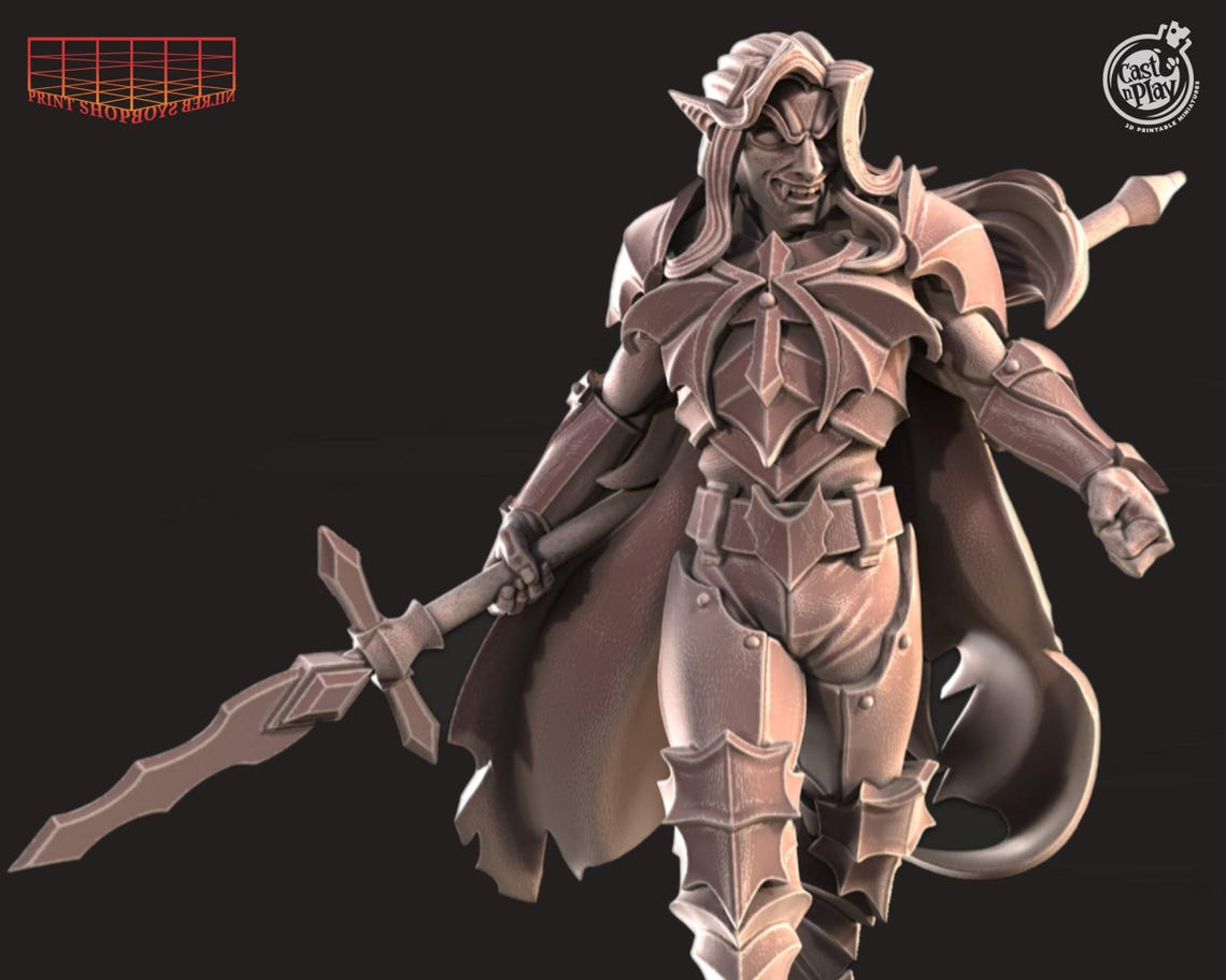 Attacking Vampire Warrior With Sword Miniature | Vampire Shadow Knight ...