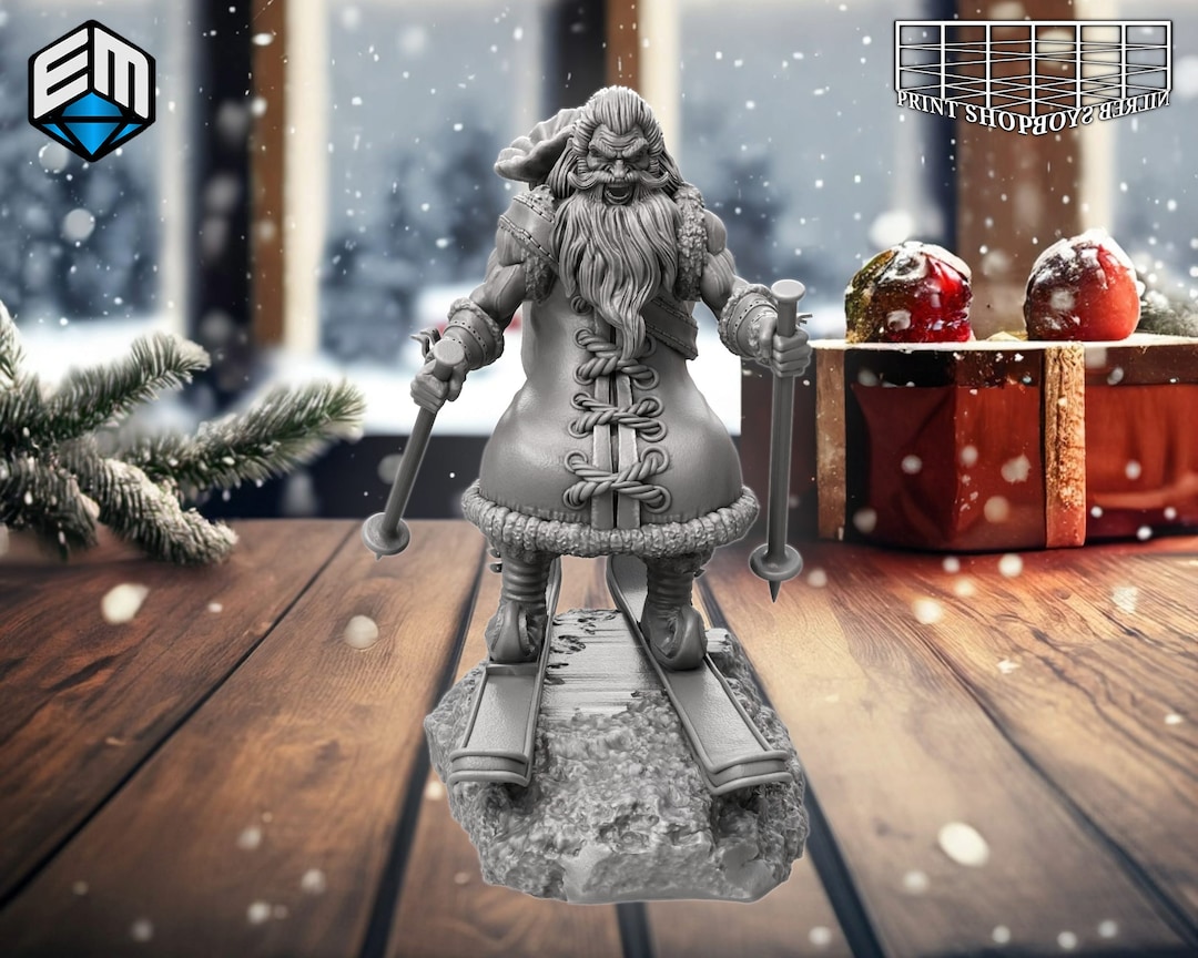 Santa Claus With Skis Miniature | Santa Claus Skiing Miniature | for D&D 5e, Pathfinder and ...