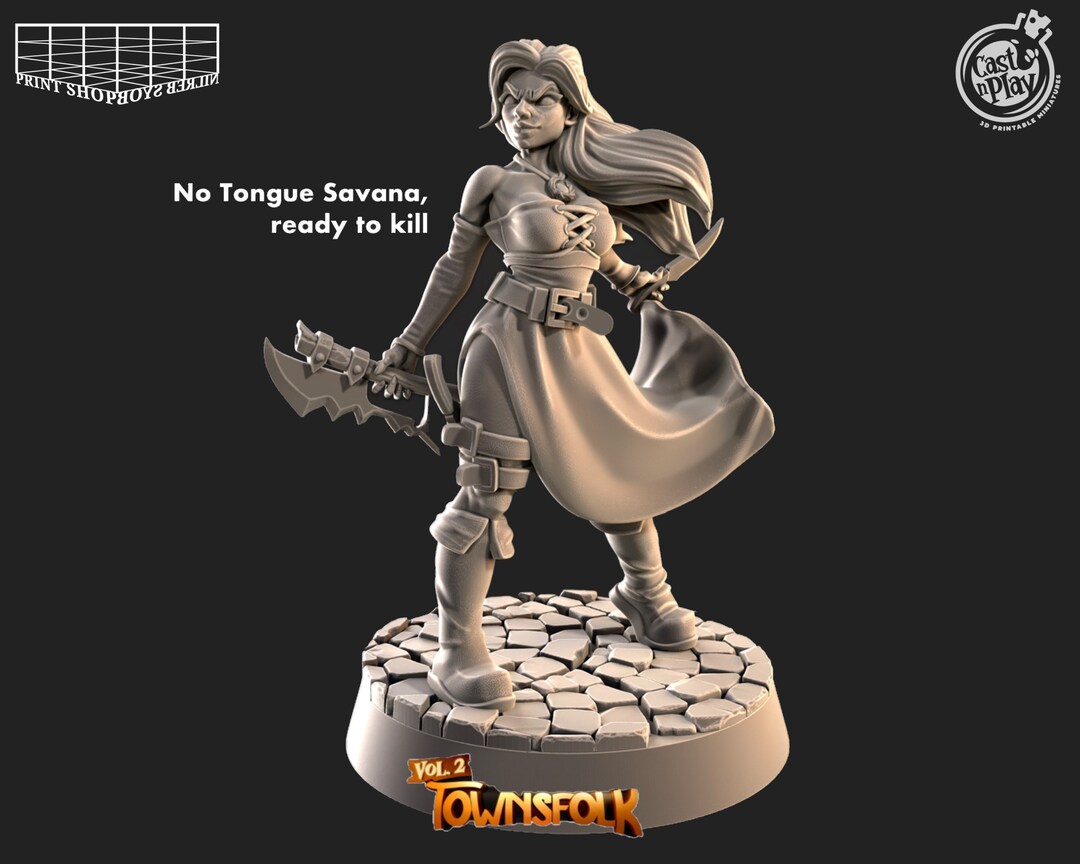 Assassin Miniature Female Assassin With Blades Figure NPC Townsfolk for ...