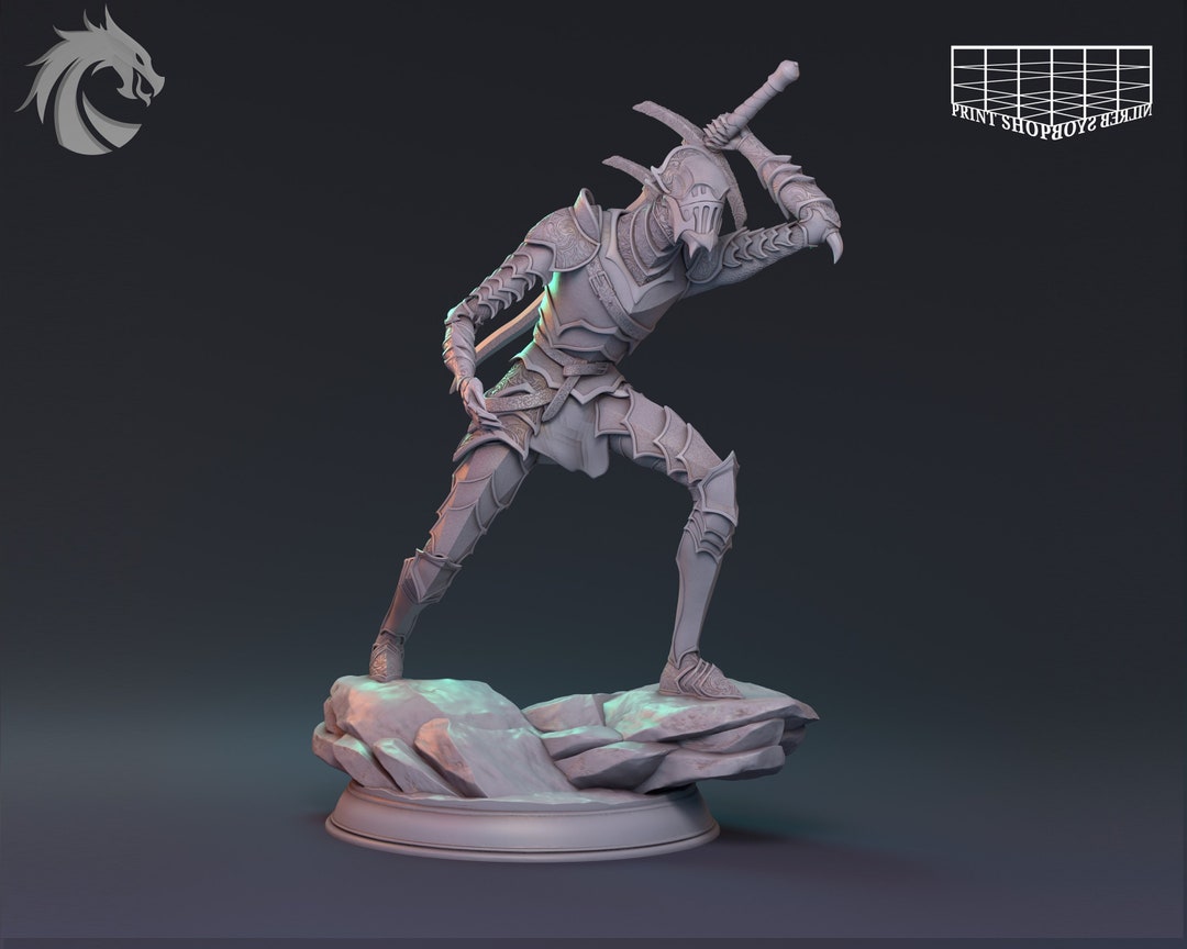 Lanky Knight Miniature Tall Dark Knight for D&D 5e, Pathfinder and ...