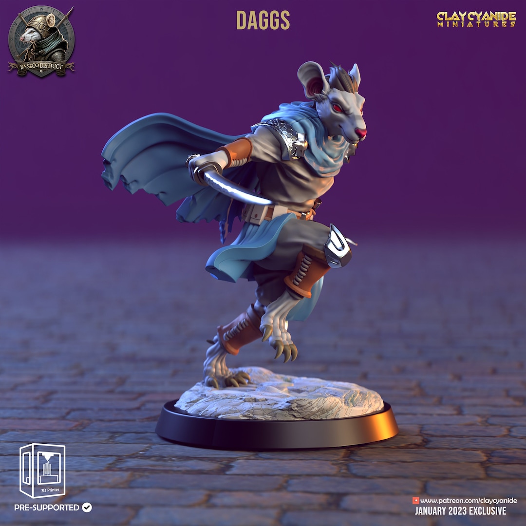Ratfolk Rogue Miniature Ratfolk Rogue Miniature for D&D 5e, Pathfinder ...