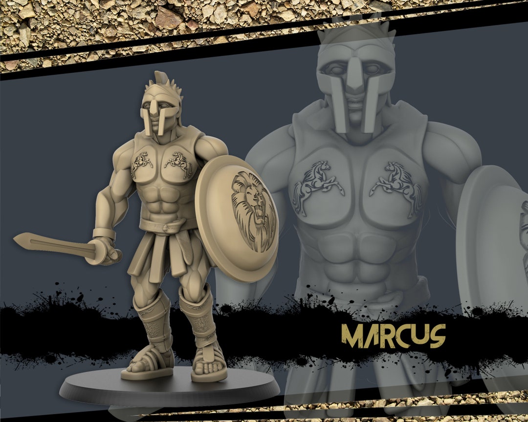 Marcus Fighter With Shield and Sword Miniature Sword Fighters Glorious ...