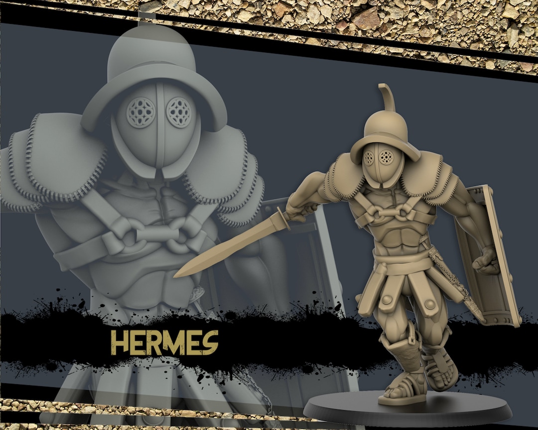 Hermes Gladiator With Shield and Sword Miniature Swashbuckler Glorious ...