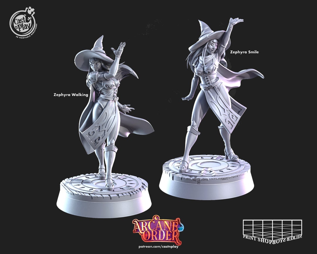 Wind Mage Miniature Set | Wind Sorceress Figure Pack | 2 Poses | Highly ...