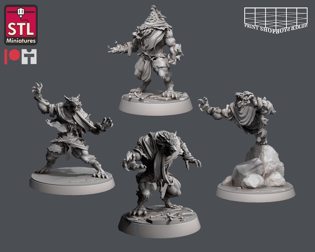 Werewolf Miniature Set Lycanthrope Figure Pack Iconic Monsters ...