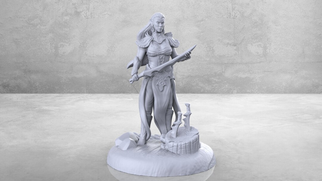 Elf Swordmaster Miniature Female Elven Bladesinger Miniature Heroic ...