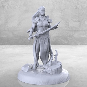 Elf Swordmaster Miniature Female Elven Bladesinger Miniature Heroic ...