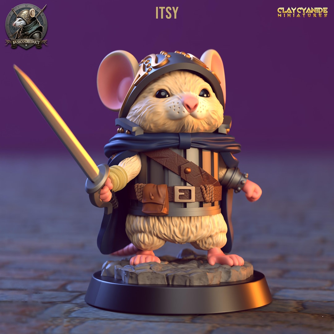 Itsy, the Brave Mouse Knight Miniature | Mice Adventurer Miniature ...