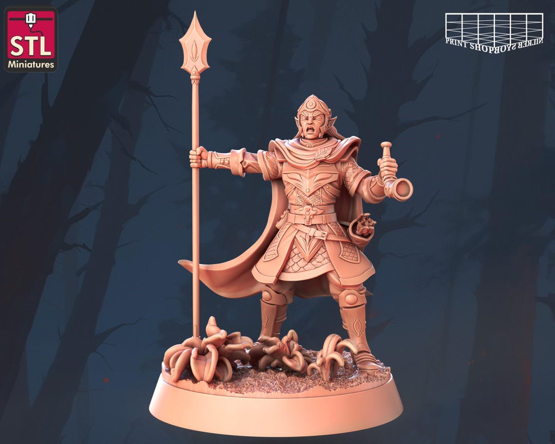 Elven Camp Night Watchman Miniature Noble Elven Guard Fighter Figure ...