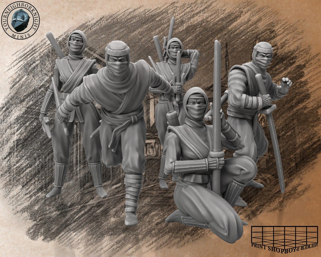 Silent Ninja Miniatures Set Shinobi Mini Pack for D&D 5e, Pathfinder ...
