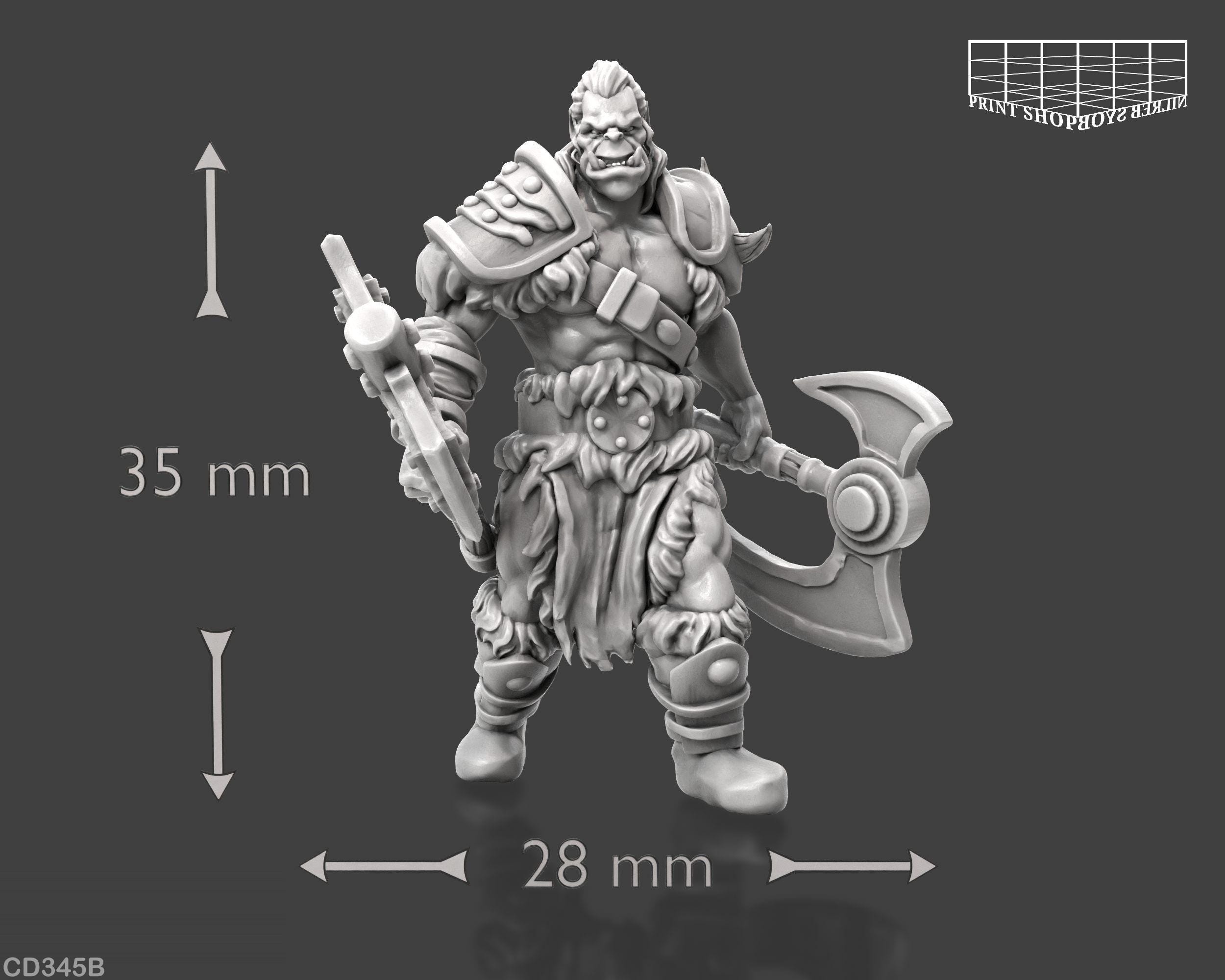 Half Orc Barbarian Miniature Set | Orc Warband Miniature Pack | Iconic ...