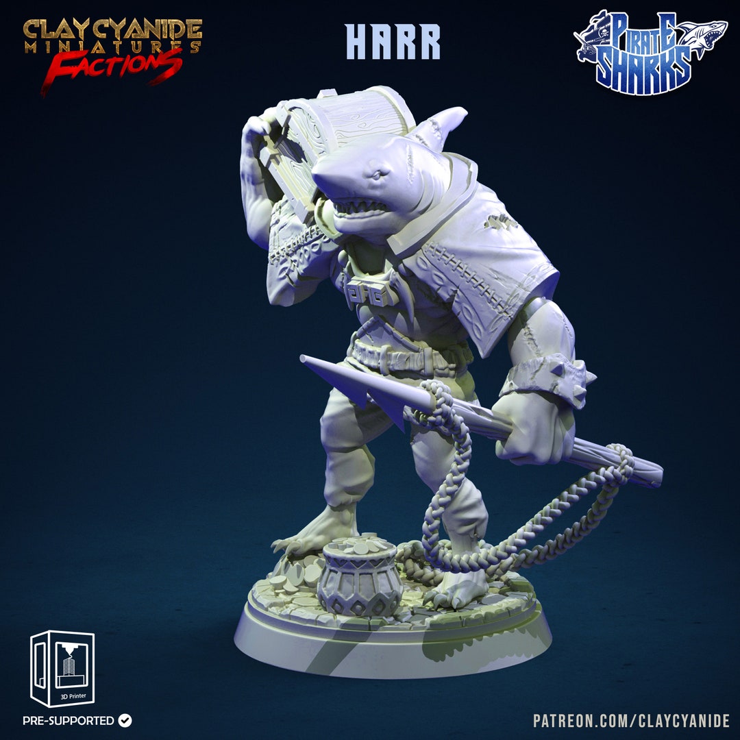 Shark People Treasure Hunter Miniature | Pirate Shark Treasure Hunter ...