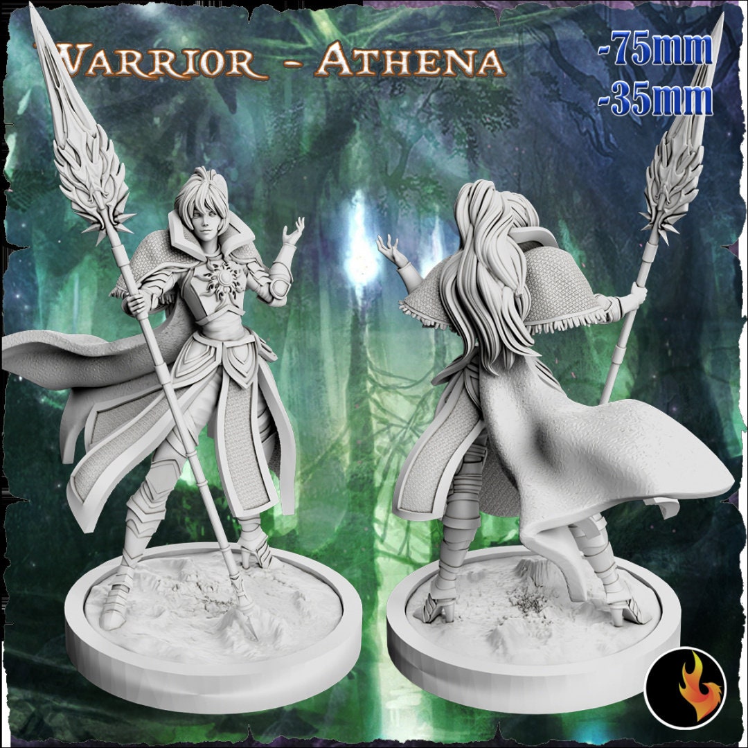 Elf Spear Fighter Miniature Female Elf Lance Paladin Miniature for D&D 5e, Pathfinder and Other ...
