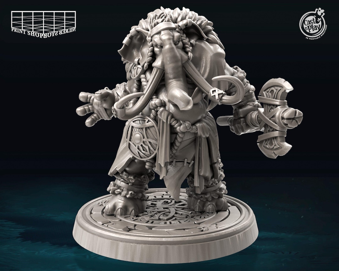 Elephant People Warrior Miniature | Elephantfolk Viking Miniature ...