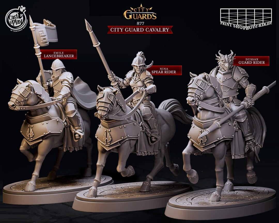 Royal Guard Rider Miniature Set City Guard Cavalry Figure Pack NPC ...