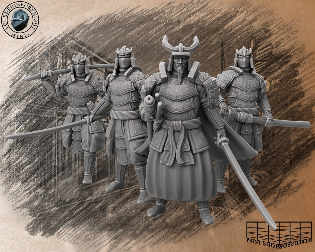 Shogun Elite Fighter Miniature Set Bushido Armored Samurai Pack for D&D ...