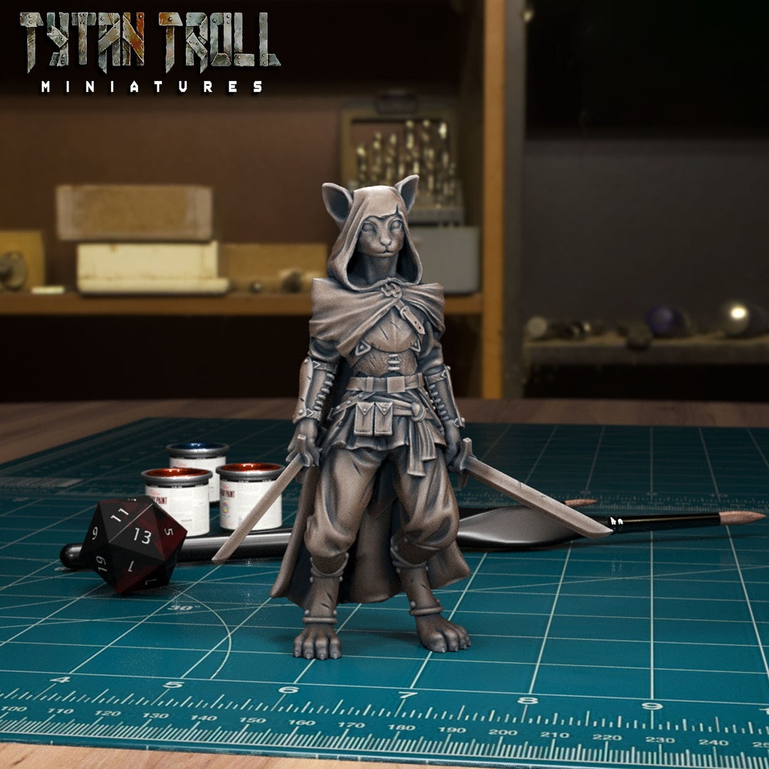 Cat Folk Rogue Miniature | Cat Folk Rogue Miniature | for D&D 5e ...