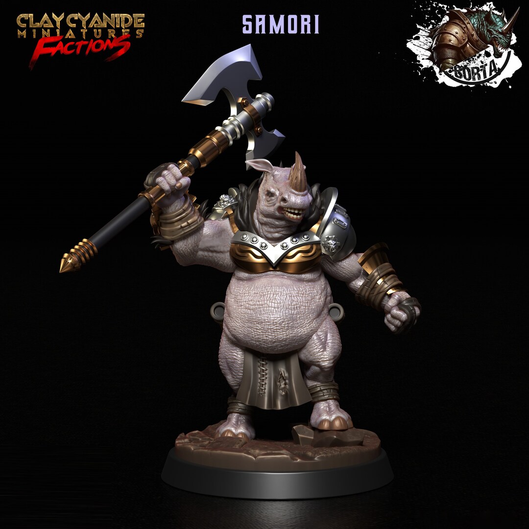 Rhino People Warrior Miniature | Battle Bortas Miniature | for D&D 5e ...