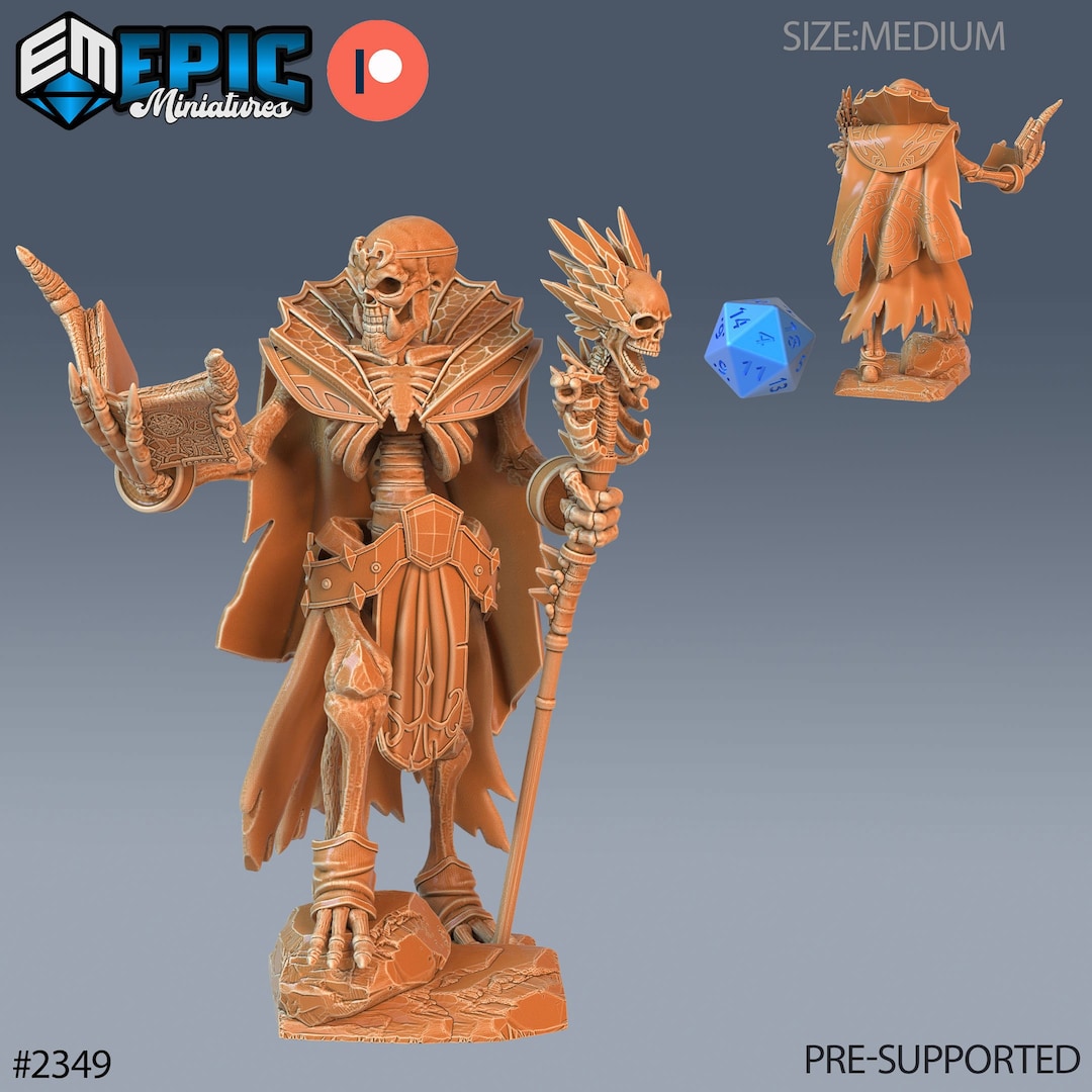 Skeleton Magician Miniature Skeleton Mage Miniature for D&D 5e ...