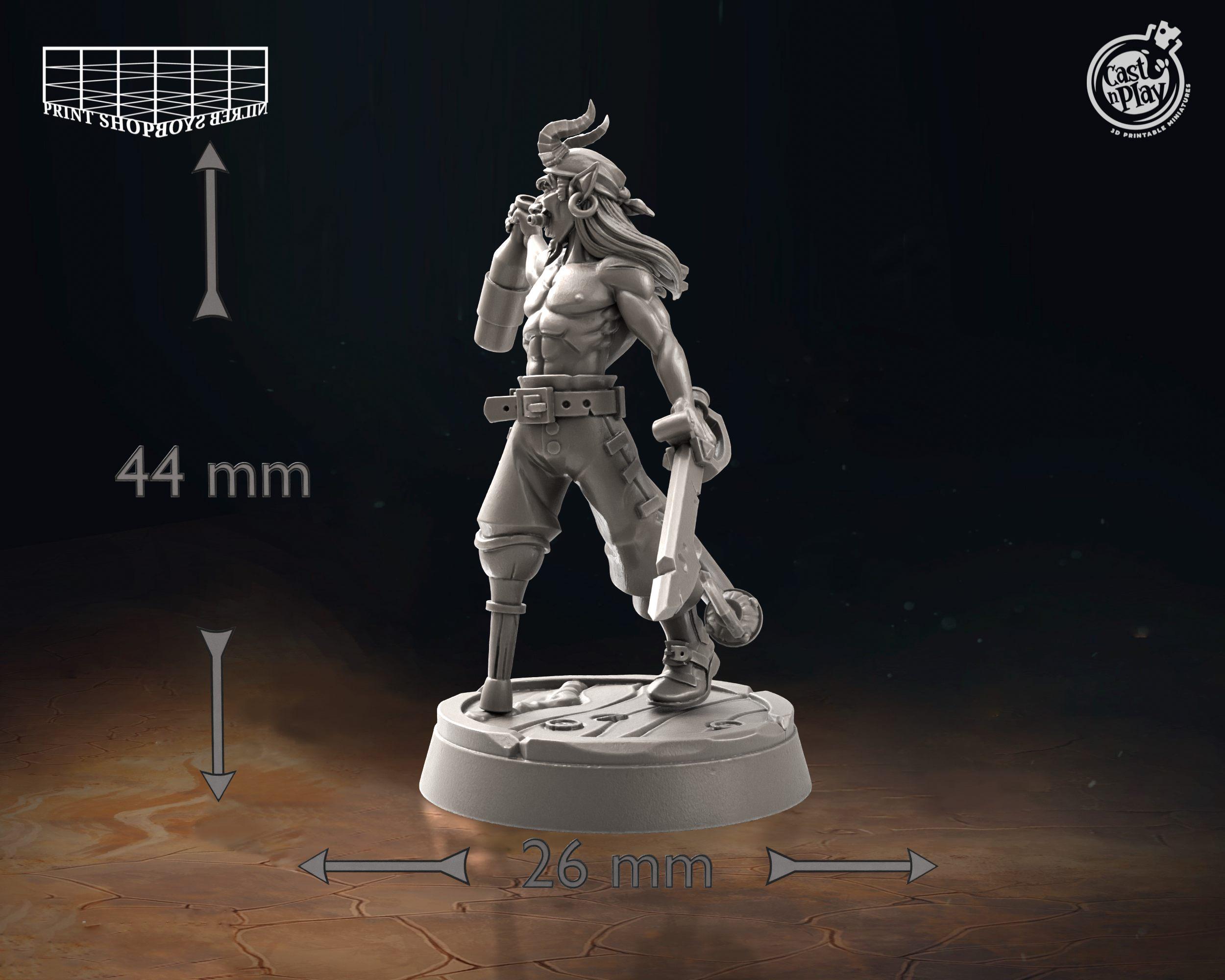 Tiefling Seafarer With Wooden Leg Miniature | Corsaire Tiefling ...