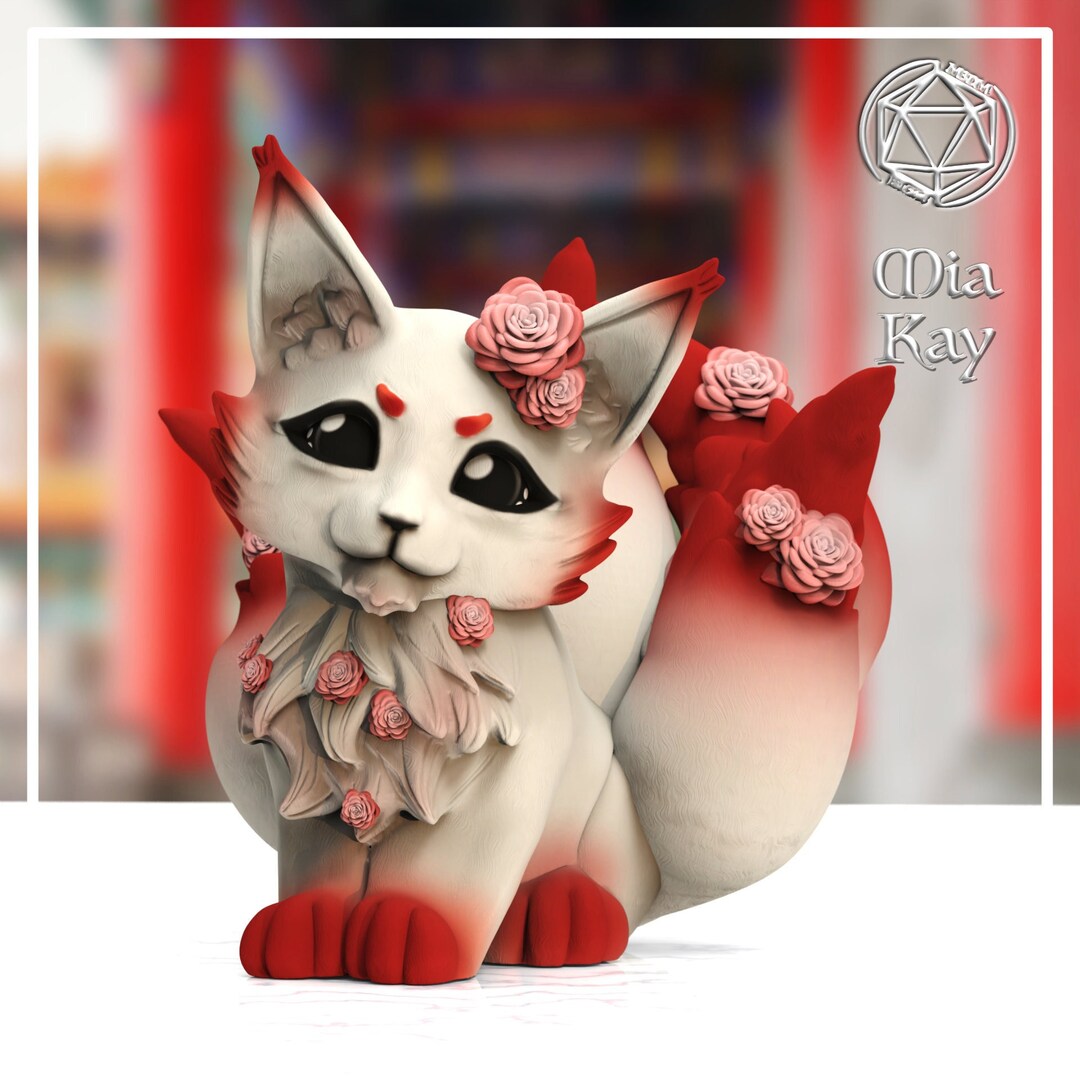 Baby Nine-tailed Fox Miniature | Kitsune Flowers Miniature | Monsters ...