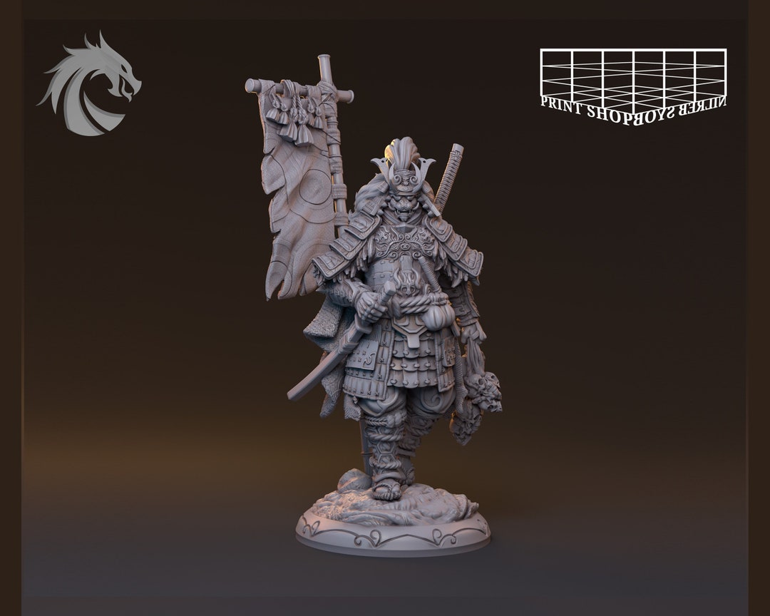 Samurai in Yoroi Armor Miniature | Armored Lion Ronin Miniature | for D ...