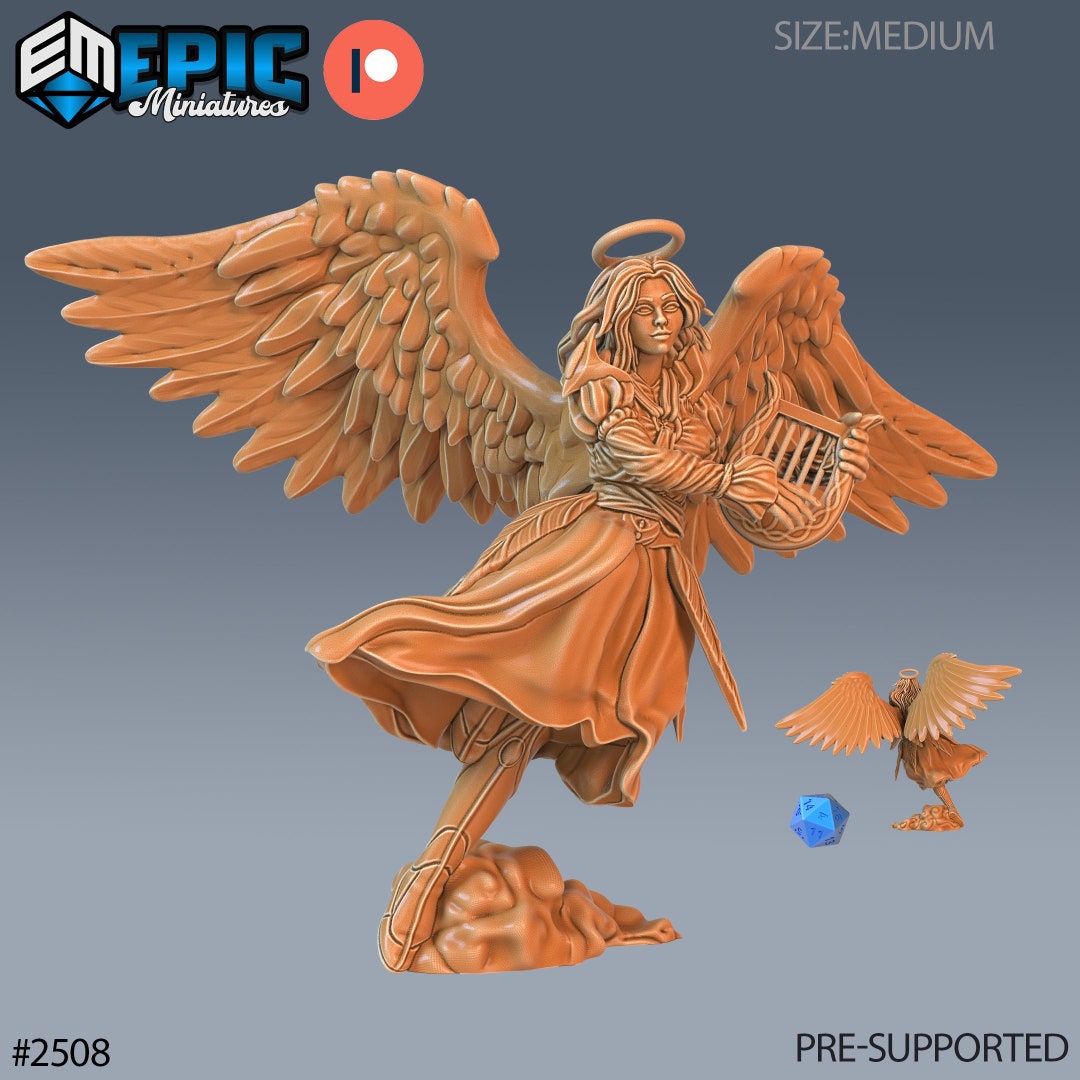 Holy Angel With Harp Miniature Angel Female With Harp Miniature for D&D ...
