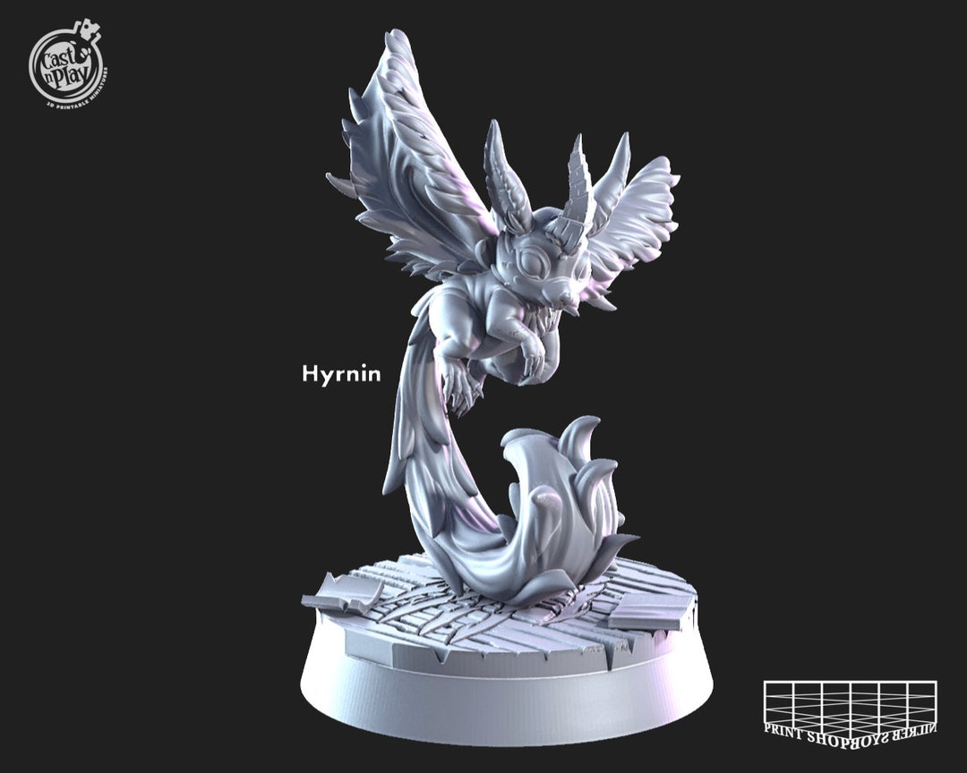 Fantasy Winged Rabbit Miniature Flying Arcane Hyrnin Figure Companion ...