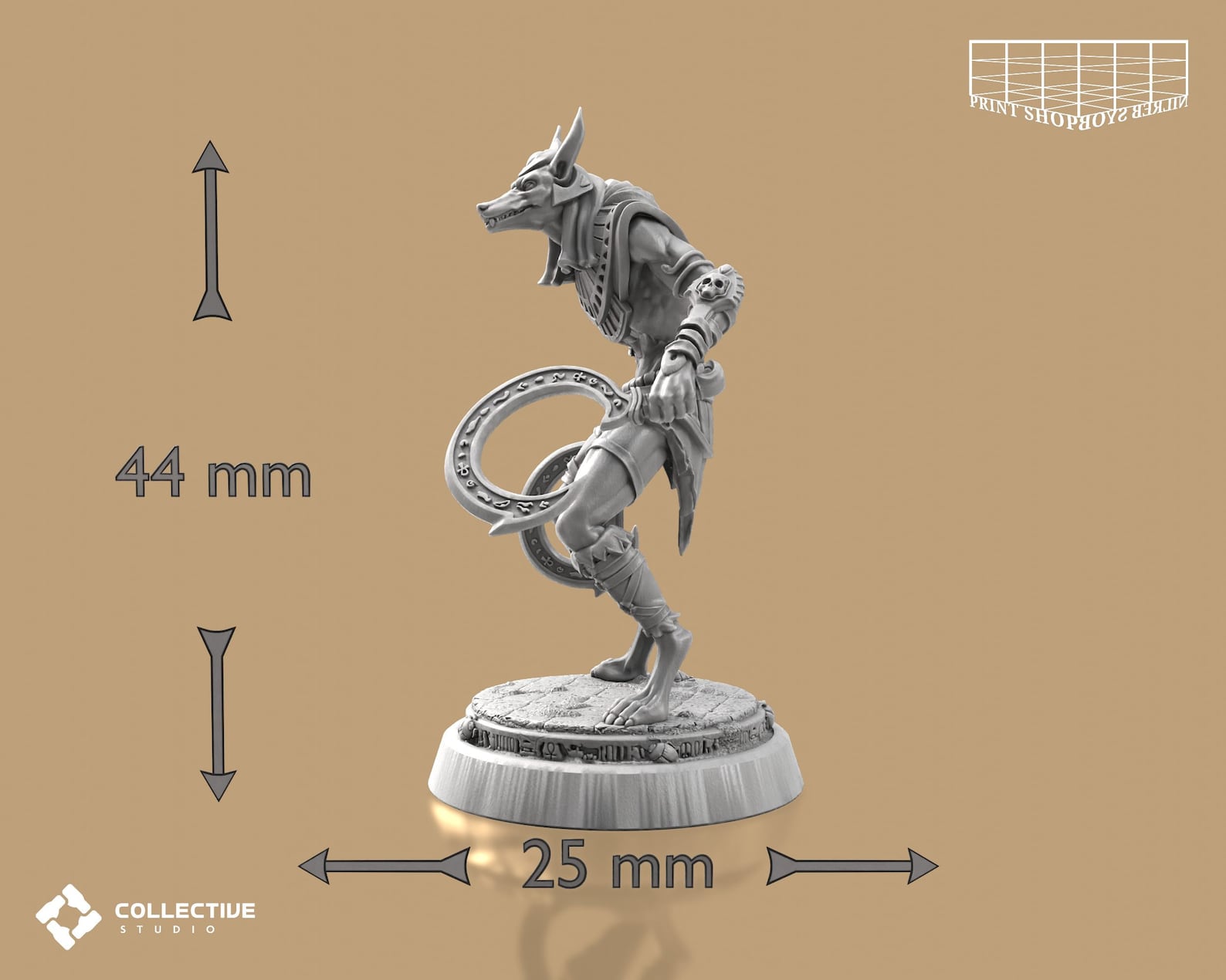 Jackal Fighter Miniature | Jackal Warrior Scythe Figure | Desert ...