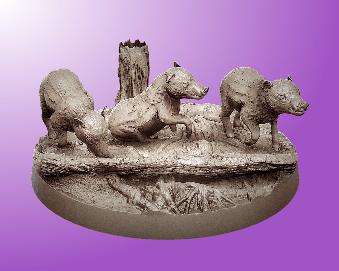 Baby Wild Boar Diorama Miniature Baby Boar Set Miniature for D&D 5e ...