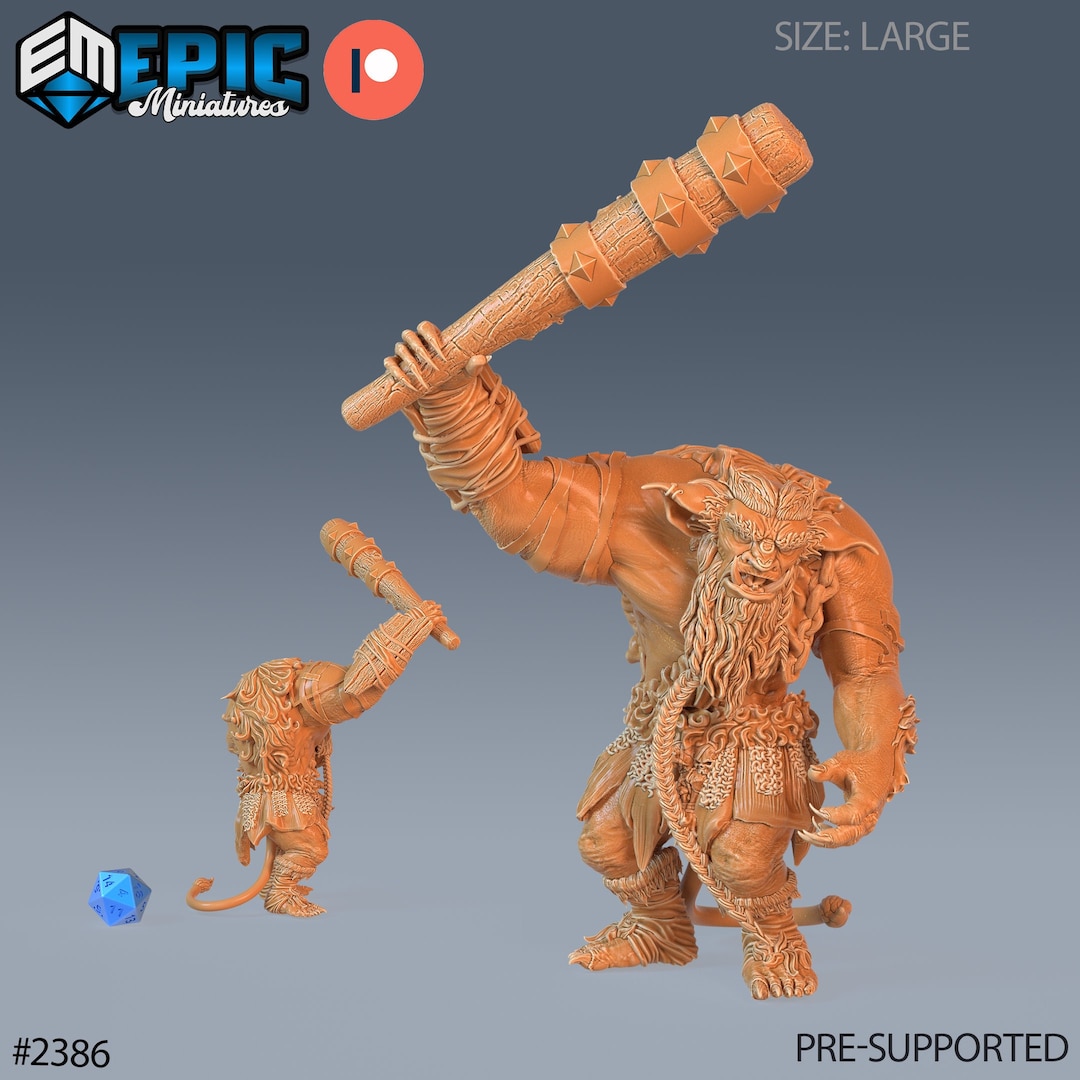 Wood Sprite Miniature Forest Ogre With Mace Miniature for D&D 5e ...