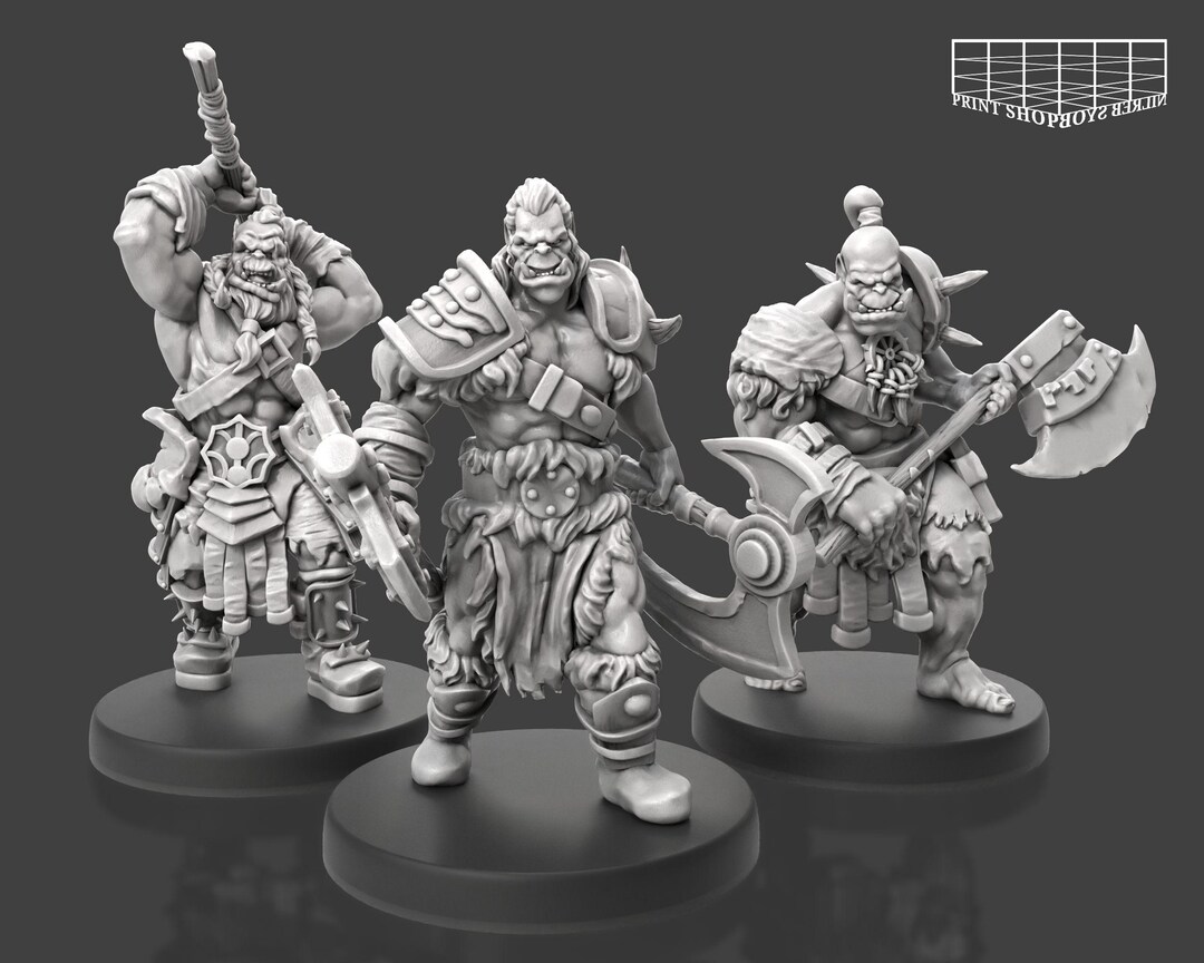 Half Orc Barbarian Miniature Set Orc Warband Miniature Pack Iconic ...
