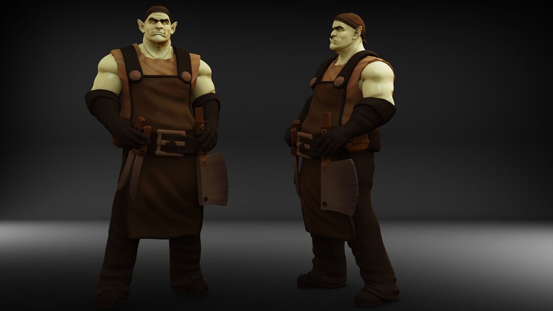 Orc Butcher Miniature Orc Butcher Miniature Townsfolk NPC Tabletop Rpgs ...