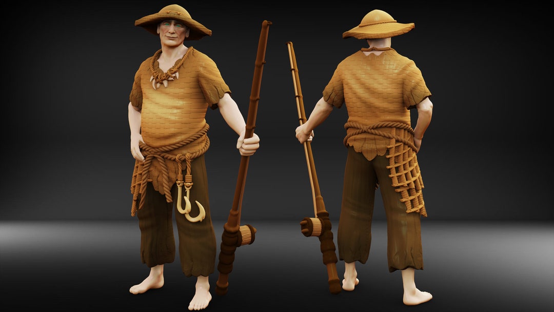 Fisherman Miniature Human Fisherman Miniature Townsfolk NPC Tabletop ...